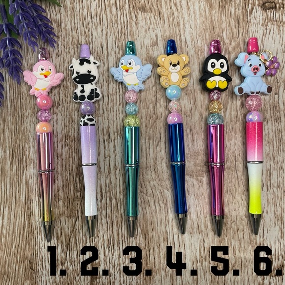 Hand Crafted | Office | Writing Pen Bird Cow Bear Artisan Beaded Custom ...